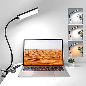MONGERY LED Desk Lamp, Eye-Caring Table Lamps with USB Charging Port,7 Brightness Levels & 5 Color Modes,Touch Control and Memory Function,7W Flexible Gooseneck Reading Lamp for Home Office, White