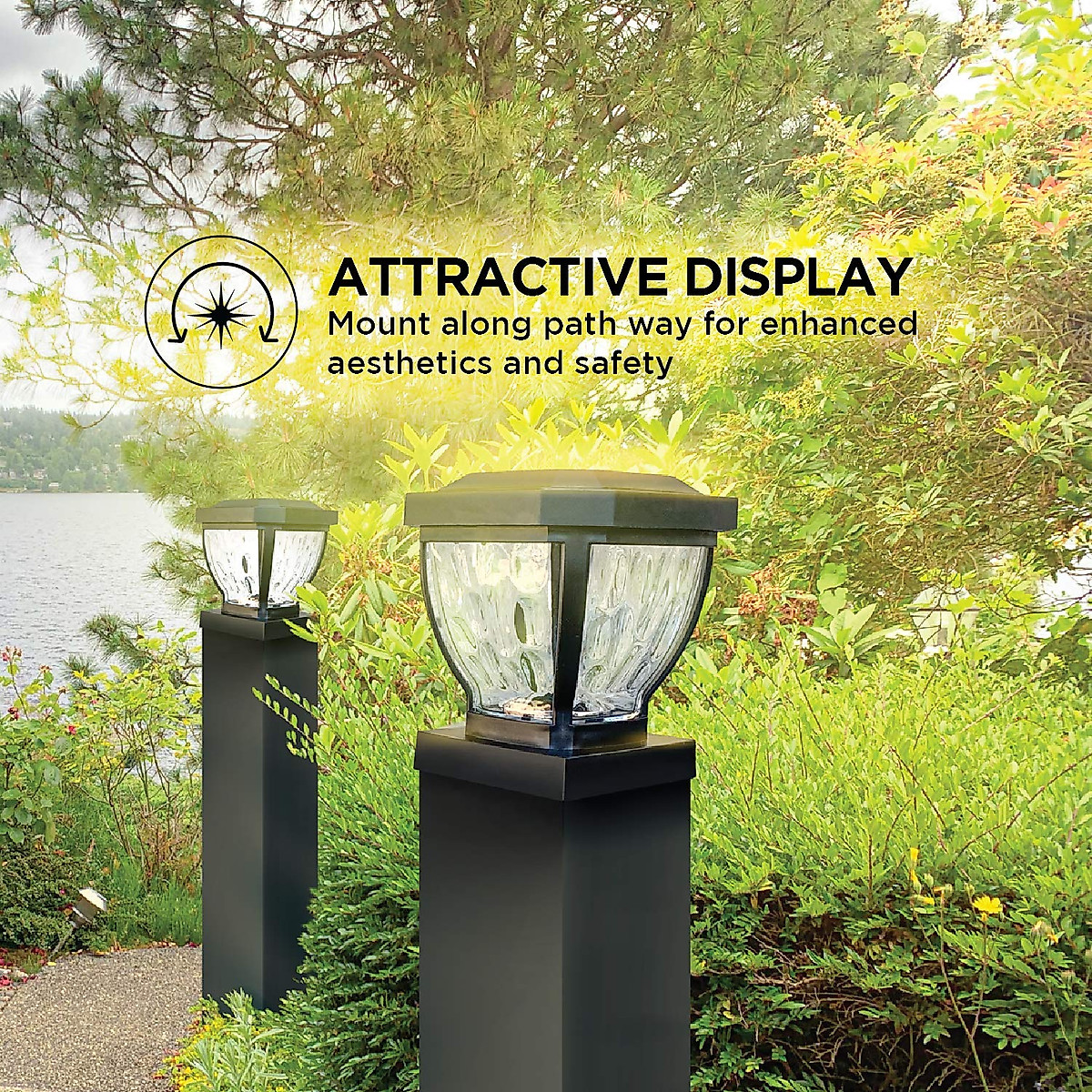Home Zone Security Decorative Outdoor Solar Post Lights Black No Wiring 8 Set