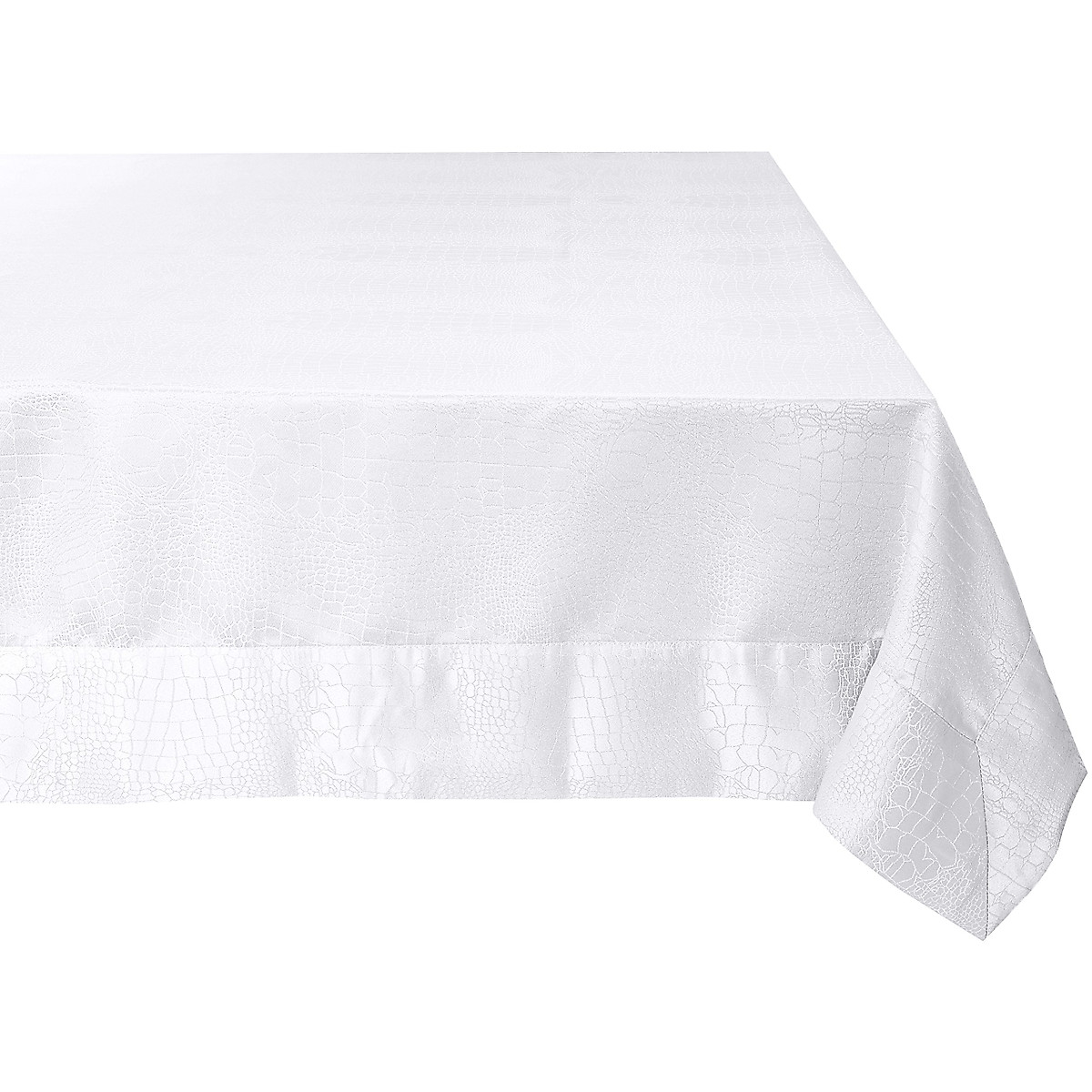 Violet Linen Luxurious Damask Crocodile Design Tablecloths, 70" X 160" - in White