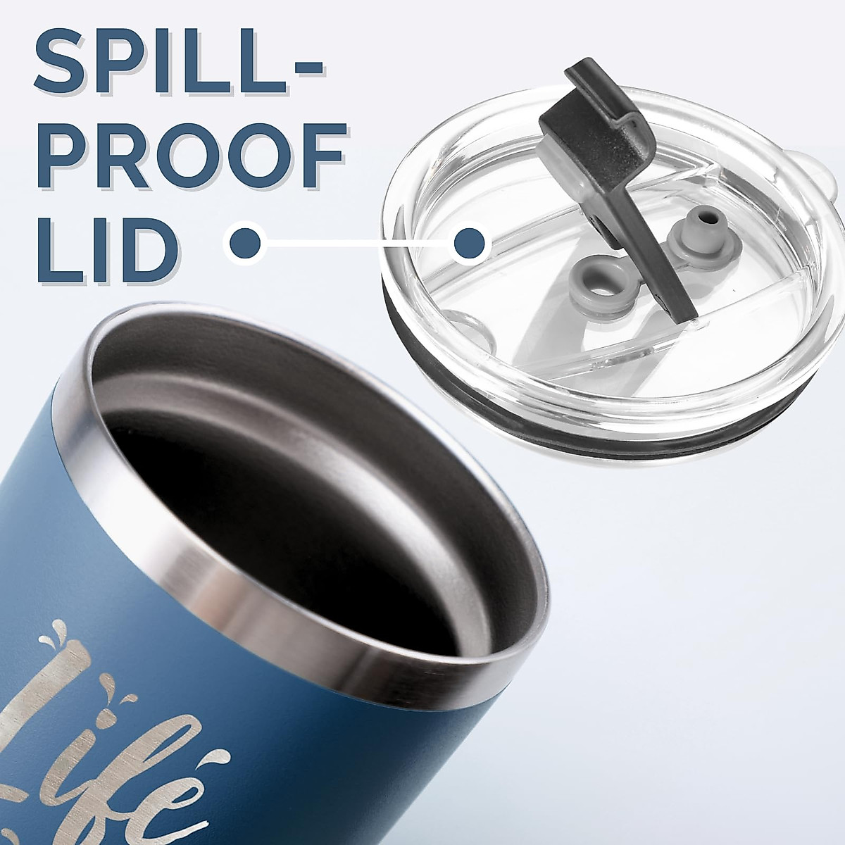 Onebttl Lake House Gifts, Lake Life Gifts for Women/Men, 20oz Insulated Tumbler, Perfect for Boat Owner/Lake Lovers - Life is Better at the Lake (Blue)