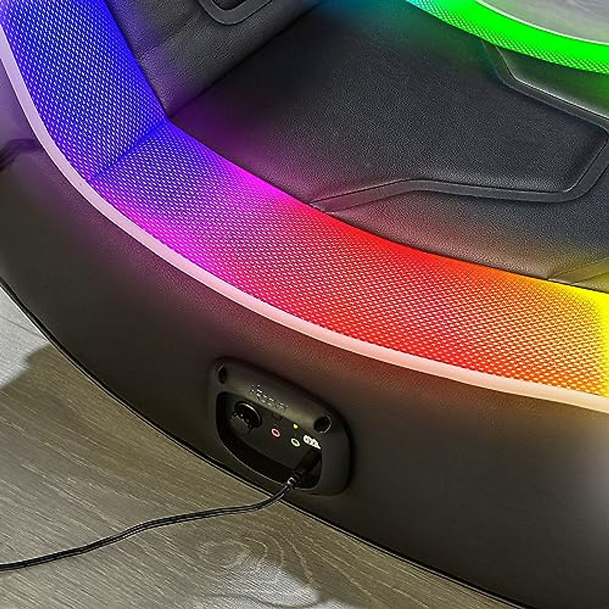 X Rocker Chimera RGB LED Floor Rocker Gaming Chair for Kids, Youth Aged 5-9, Built in Audio System, Foldable, 5110101, 29.1 x 16.5 x 26.7", Black