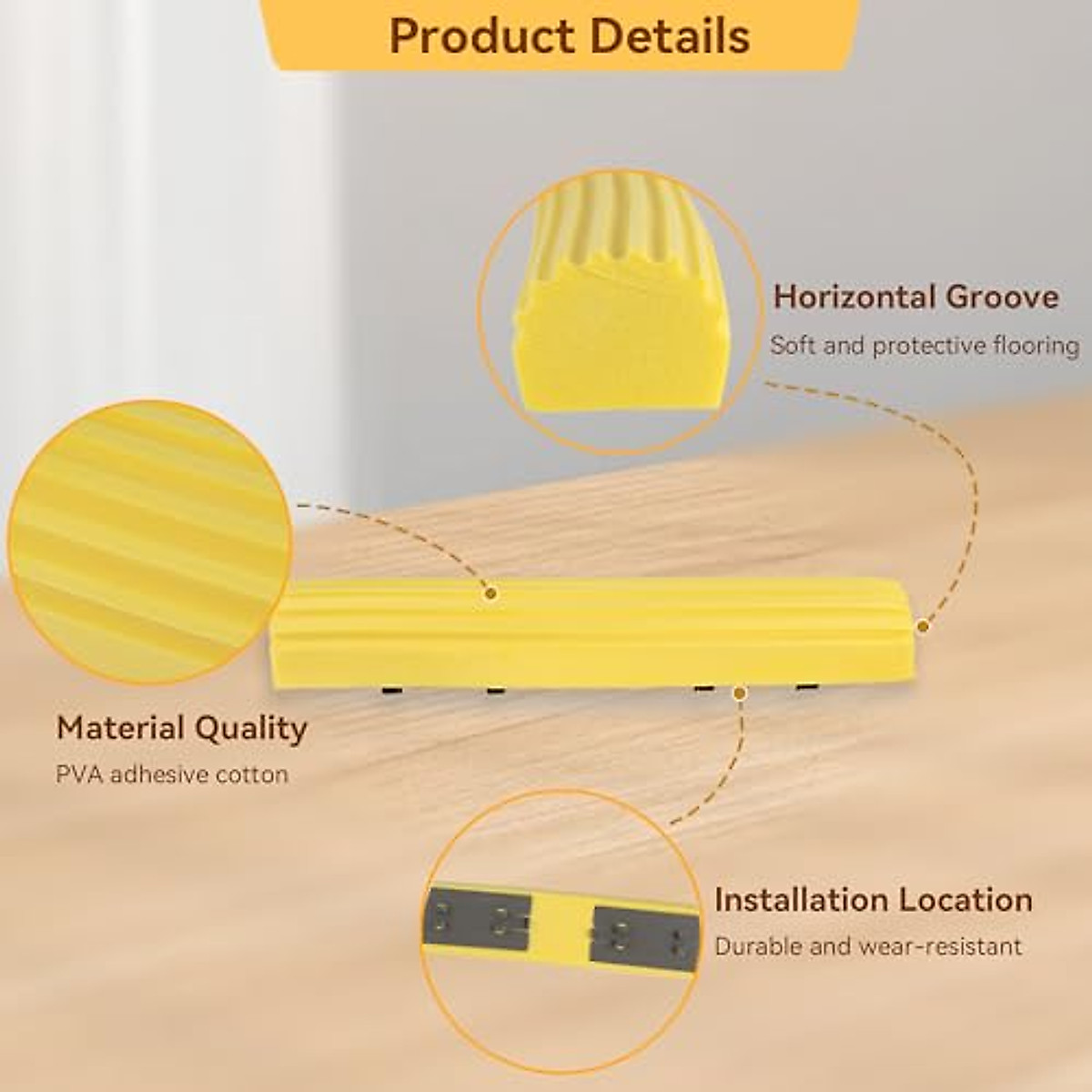 PVA Sponge Roller Mop Head Refills, Sponge Mop Head Replacement Super Absorbent Roller Mop Refill Sponge Mop Head Refill PVA Foam Professional Mop Head for Home Cleaning Tool, Yellow, Set of 2