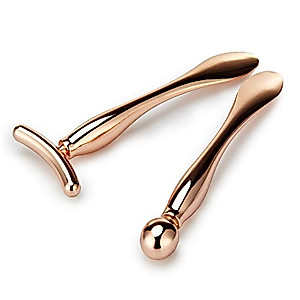 Lisapack 2PCS Metal Eye Cream Applicator Wand Stick, Massager Tool for Facial Massage, Reduce Puffiness (Rose Gold)