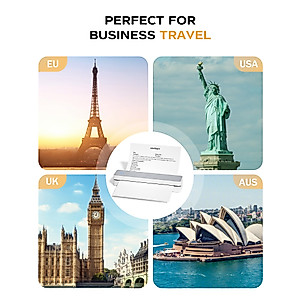 PRT Portable Printer Wireless for Travel, Bluetooth Thermal Printer Support 8.5" X 11" US Letter A4 A5, Compatible with iPhone, Android & Laptop, Inkless Printer for Office, Home, School, White