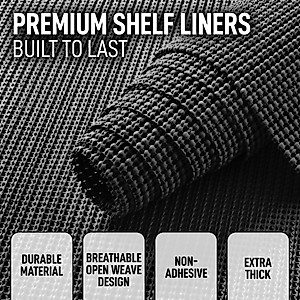 Zulay (12 Inch x 20 FT) Drawer & Shelf Liner - Non Adhesive Drawer Liner - Protective Shelf Liner Non Slip for Cabinets, Storage, Kitchen, and Tables (Black)