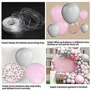Pink Balloon Garland Arch Kit, 95Pcs Grey Pink Confetti Latex Balloons for Baby Shower Wedding Birthday Graduation Anniversary Bachelorette Party Background Decorations