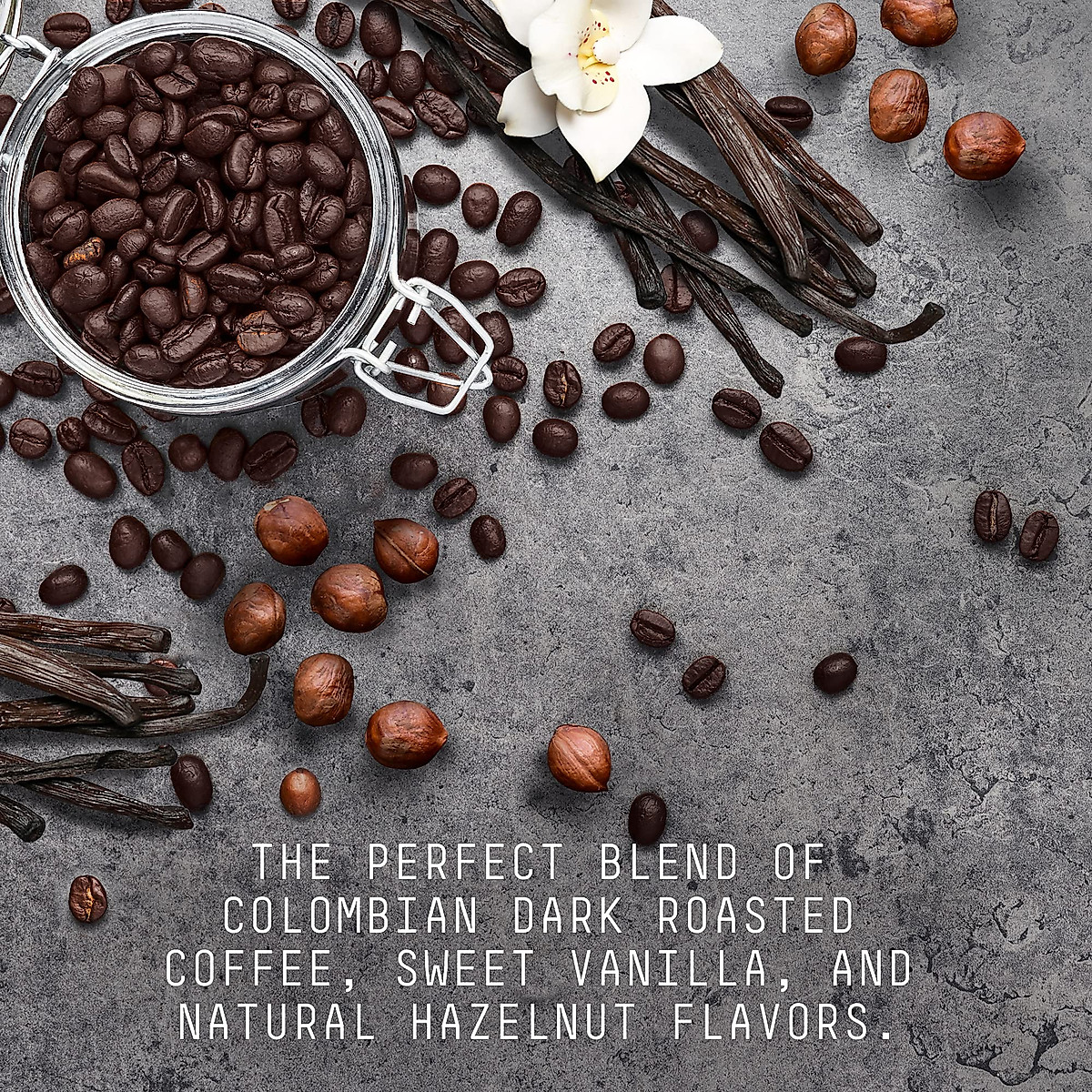 Stone Street Cold Brew Flavored Coffee, Natural Vanilla Hazelnut Flavor, Low Acid, 100% Colombian, Gourmet Coffee, Coarse Ground, Dark Roast, 1 LB