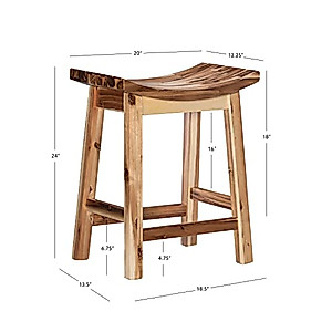 Powell Furniture Dale Saddle Bar Stool Natural Wood