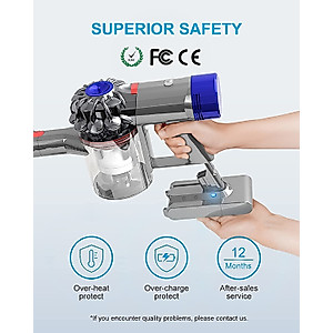 DTK Battery Replacement for Dyson V7 SV11 Handheld Vacuum Cleaner 21.6V 4500mAh Motorhead Pro Trigger Animal Car+Boat Absolute Fluffy Mattress Extra [ONLY Fit for V7 SV11 Series]