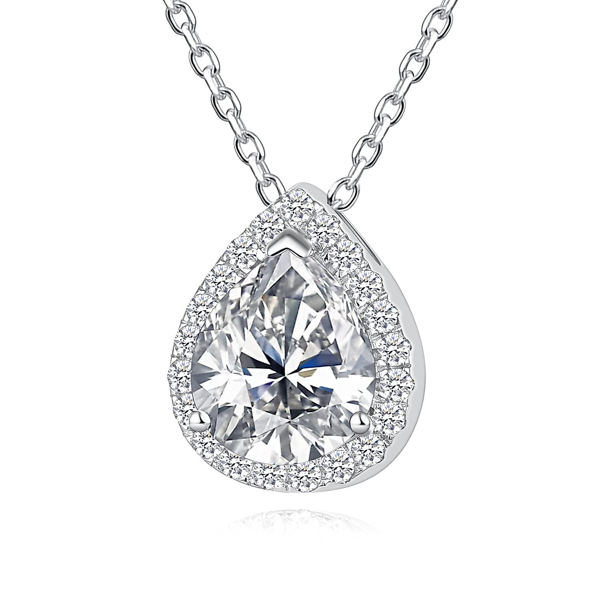 Cremation Jewelry for Women 925 Sterling Silver Teardrop CZ Urn Ashes Necklace Jewelry Memorial Keepsake (Teardrop-shaped)