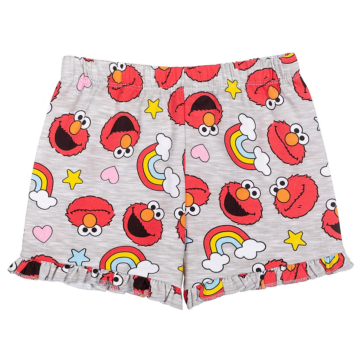 Sesame Street Elmo Toddler Girls T-Shirt and French Terry Shorts Outfit Set Red 2T