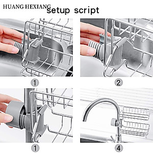 Faucet Storage Rack，Holder Sink Caddy Organizer for Kitchen & Bathroom Accessories， Stainless Steel Storage Rack，Sink Organizer for Soap Sponge Brush Scrubber Sink Caddy Organizer (Double layer)