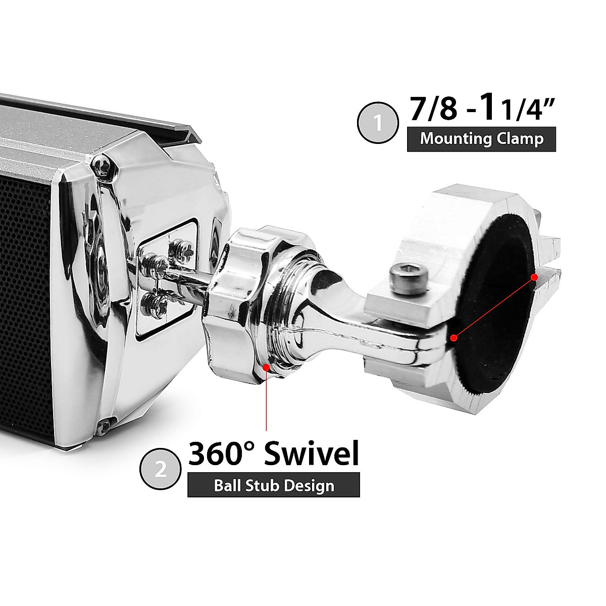 GoHawk RE9-X Gen.3 Waterproof Bluetooth Motorcycle Stereo Speakers LED Soundbar 7/8-1.25 in. Handlebar Mount MP3 Music Player Audio Amplifier System ATV 4 Wheelers USB AUX FM Radio