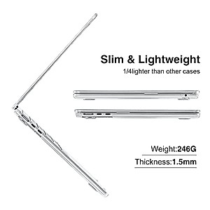 EooCoo Compatible with New MacBook Air 15 inch Case 2023 Release A2941 M2 Chip Liquid Retina Display & Touch ID, Plastic Hard Shell Case + Keyboard Skin Cover + Screen Protector, Crystal Clear