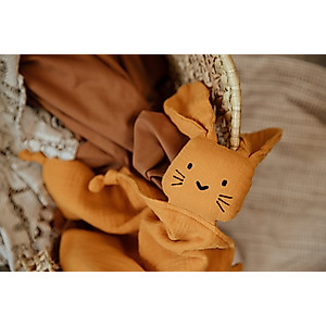 Muslin Lovey for Babies Boy and Girl Baby Gift Board Book Set, Organic Cotton Animal Security Blanket Bunny