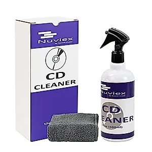 Premium CD Cleaner Spray Fluid - Compact Disc CD-DVD Cleaning Solution and Practical Microfiber Anti-Static Glove - Big Bottle 17oz