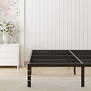 zunatu 14-Inch Metal Bed Frame Platform Heavy Duty Sturdy Foundation with Storage Space Squeak Resistant Easy Assembly,NO Box Spring Needed, Queen