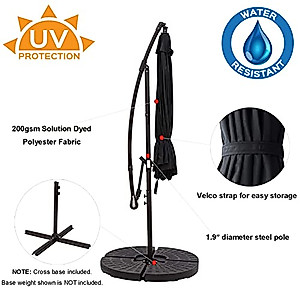 C-Hopetree 10 ft Offset Cantilever Outdoor Patio Umbrella with Cross Base Stand, Black