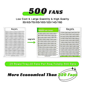 500 Premade Fans Eyelash Extensions 8-15mm Mixed Length Promade Lash Fans C/D Curl Premade Fans Pointed Thin Base Handmade Volume Premade Lash Extensions Fans(10D,0.07-D-8-15MM)