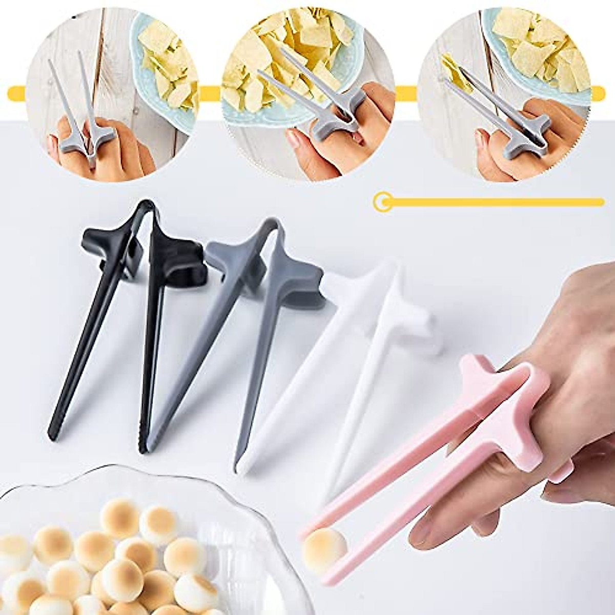 Finger Snack Chopsticks 6 pcs for Gamers Potato Chips Small Tongs Lazy Auxiliary Controllers PC Phones Accessories