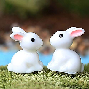 Hemoton Bunny Rabbit Miniature 20pcs Micro Landscape Ornament White Resin Mushroom Figure Mushroom Accessories