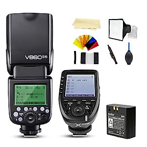 Godox V860II-N TTL Flash with Xpro N Wireless Flash Trigger for Nikon High-Speed-Sync Speedlite Light 2.4g Wireless X System 1/8000s Gn60 650 Full Power 2000aah Li-Ion Battery
