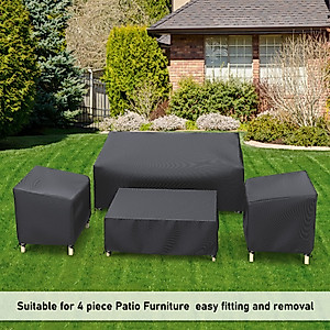 STARTWO Outdoor Furniture Cover Waterproof, Patio Furniture Covers 4 Piece Set, Heavy Duty 500D Patio Furniture Set Cover for Chairs, Couch, Table Coffee, Black