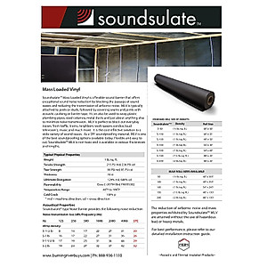 Soundsulate™ 1 lb Mass Loaded Vinyl MLV, Soundproofing Barrier 4' x 25 (100 sf) - Made in USA - Click for Options