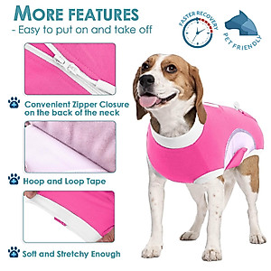 AOFITEE Dog Surgery Recovery Suit, Dog Onesie for Surgery, Soft Cotton Dog Recovery Suit with Zipper & Pee Hole, Substitute E-Collar & Cone, Surgery Recovery Shirt for Female Dogs Cats Spayed