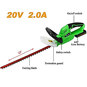 Werktough 20V Cordless Hedge Trimmer Electric Garden Yard Trimmer with 2.0A Battery and Fast Charger HT001