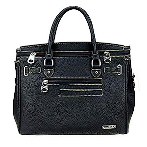 Montana West Western Bling Collection Satchel Handbag Top Handle Purse Concealed Carry (Black Spiritual Cross Patriotic)