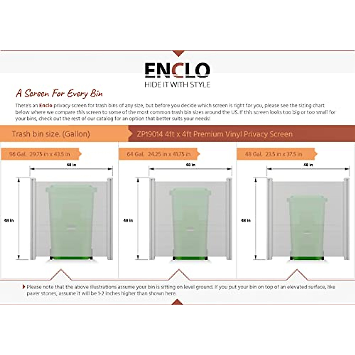 Enclo Privacy Screens ZP19014 No Dig Premium Full-Coverage White Vinyl Privacy Fence Screen Kit, 48" W x 48" H, Perfect to Enclose Trash Bins and A/C Units (2-Panels)