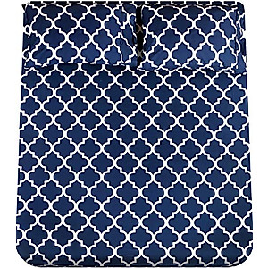 Utopia Bedding Bed Linen Set, Soft Microfiber 4 Pieces Bed Sheets with 15" Deep Pocket - Easy Care Brushed Microfiber (Full, Navy)