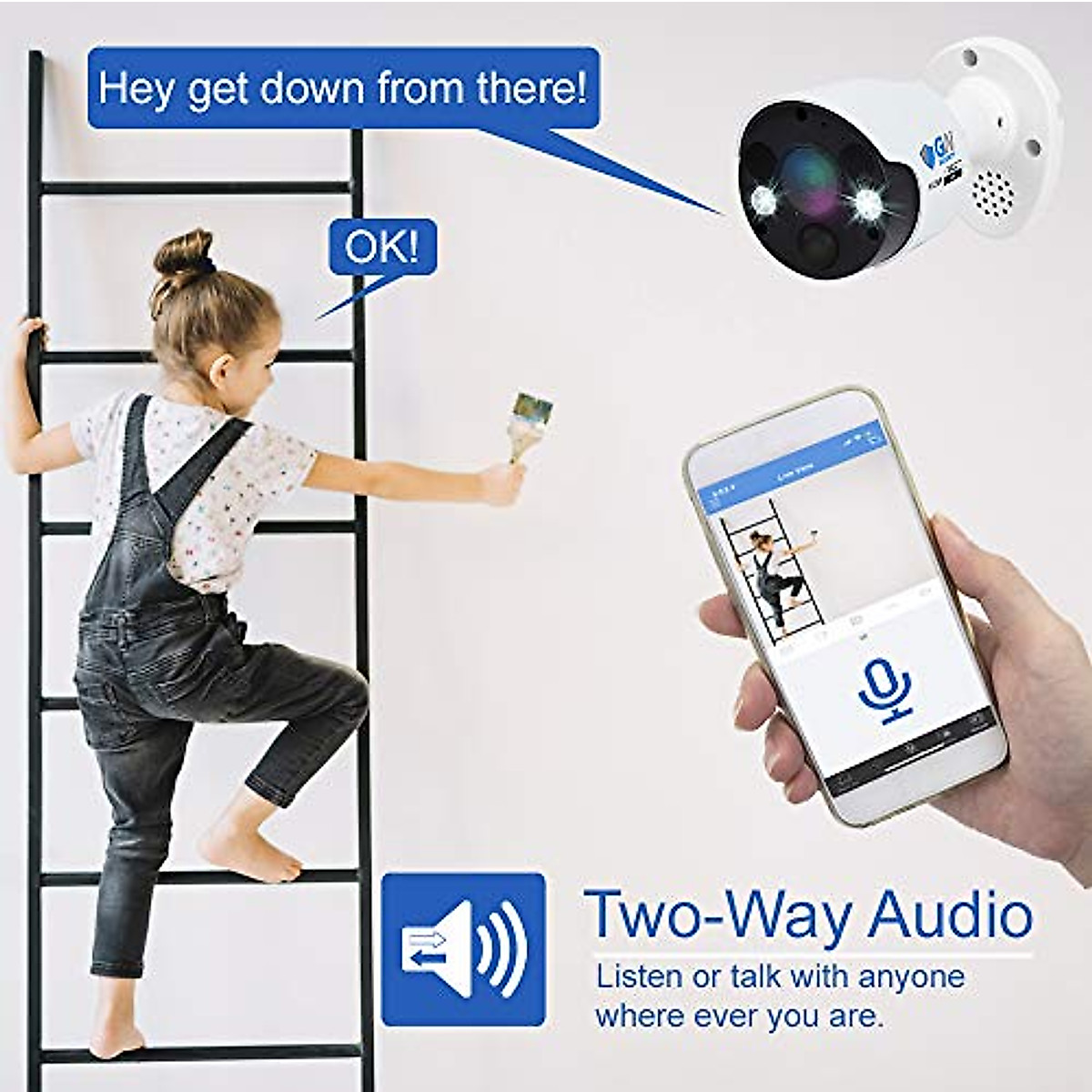 GW 8 Channel 4K NVR 8MP 4K AI Smart Home Security Camera System, (4) Dome and (4) Bullet Built-in Microphone Audio Recording HD 2160P 4K IP PoE Cameras, Face Recognition/Human/Vehicle Detection