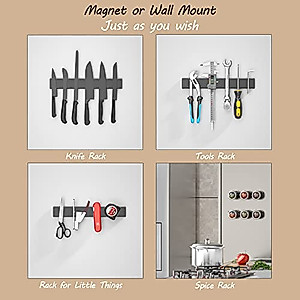 SUBTRACTION Magnetic Knife Strip,No Drilling 12 Inch Stainless Steel Knife Holder,Space-Saving Knife Rack,Knife Bar,Kitchen Knife Storage Organizer,black 1.