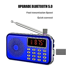 YMDJL Portable AM FM Radio with Bluetooth Speaker and SD Card Player,MP3 Player with Headphones Socket,Auto Scan Save,Rechargeable Battery Transistor Radio (Blue)