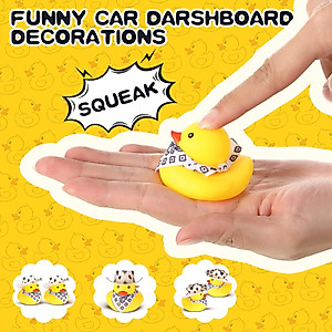 24 Sets Cowboy Rubber Duck with Cute Cow Print Cowboy Hat and Scarf Mini Rubber Duckies Cow Print Farm Theme Party Supplies Bathtub Toys Western Cowboy Theme Party Decoration (Classic Style)