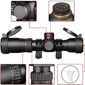 MA3TY 1.5-5x32 Crossbow Scope, 20-100 Yards Ballistic Reticle, 300-425 FPS Speed Adjustment,Second Focal Plane,Crossbow Scopes,2 Retical Illuminated Compact Optics, W/Rings