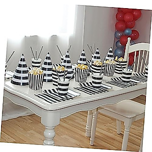 Amosfun 36pcs Popcorn Boxes Popcorn Box Snack Container Decorative Box Cake Container Paper Popcorn Boxes Black and White Stripes Mini Paper Popcorn Containers Party Snack Bucket Hat