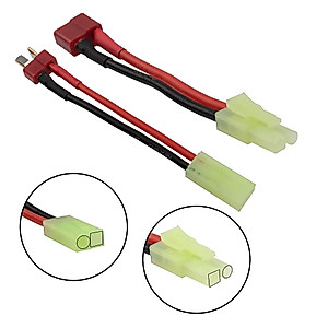3Pairs ShareGoo Adapter Compatible with Mini Tamiya Style (Reversed) to T-Plug Deans Adapter with 8cm 16AWG Wire Cable for Airsoft Gun