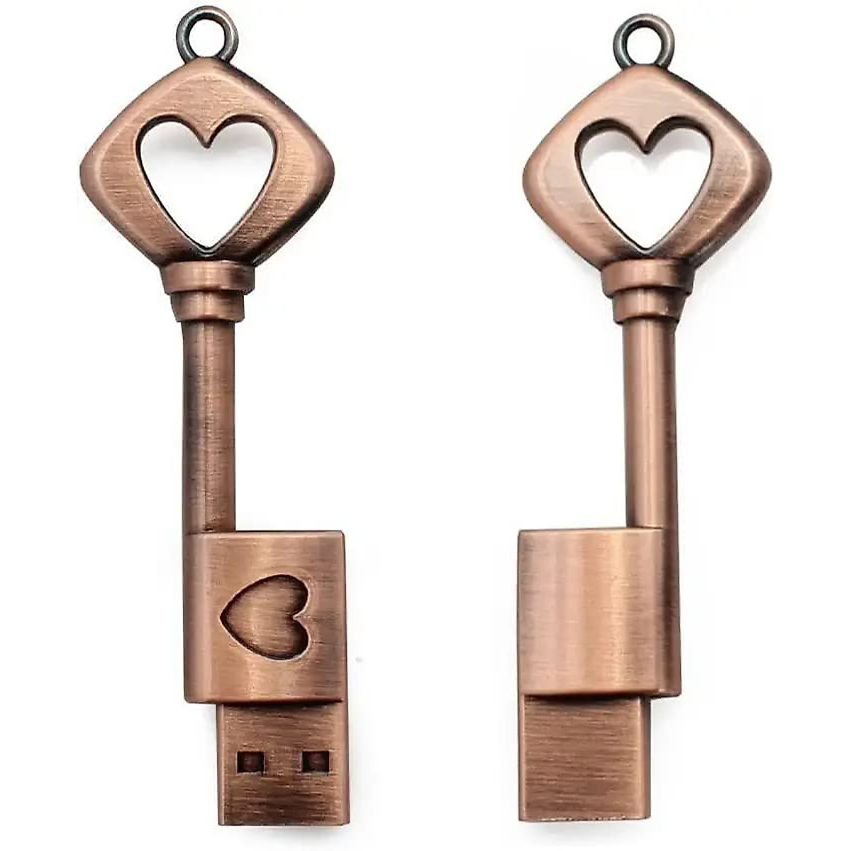 128GB USB 2.0 Flash Drive Metal Heart Key Ring Shape Waterproof Keychain USB Pen Drive Memory Stick Thumb Drives Pendrive