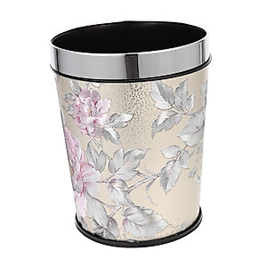 Bathroom Trash Can Home Goods Decor Small Plastic Bins Automatic Trashcan Floral Trash Can Home Accents Decor Household Garbage Can Vintage Abs Office Basket Stainless Steel Ring