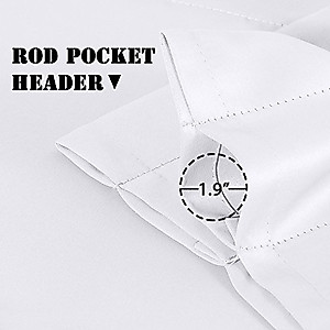 H.VERSAILTEX 2 Panels Blackout Curtain Valances for Kitchen Windows/Bathroom/Living Room/Bedroom Privacy Decorative Rod Pocket Short Winow Valance Curtains, 52" W x 18" L, Pure White