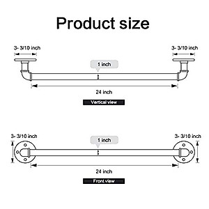 HouseAid 24 Inch Industrial Steel Pipe Towel Rack Holder, Heavy Duty Rustic Hand Towel Bar, Vintage Style Towel Rod for Bathroom, Matte Black