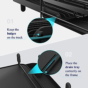 Kitsure Dish Drying Rack - Multifunctional Dish Drainer, Large Dish Drying Rack with Rotatable Water Outlet, Anti-Rust Extendable Dish Rack for Various Kitchenware, 22" L x 11.8" W