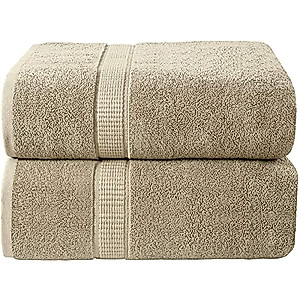 Oakias 2 Pack Luxury Bath Sheets Beige – 35 x 70 Inches – Highly Absorbent & Soft 600 GSM Extra Large Bath Towels