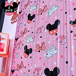 Bupelo Minnie Birthday Party Supplies, 2 Pack Minnie Tinsel Foil Fringe Curtains, Minnie Themed Patterns Photo Booth Prop Backdrop Streamer, Minnie Birthday Party Decorations, Room Decor for Kids