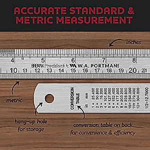 Breman Precision 3 Pack Metal Ruler Set - 1 6 Inch Ruler & 2 12 Inch Metal Rulers - Metal Straight Edge Ruler Set - Metal Ruler 12 Inch & 6 Inch - Inches & Millimeter Ruler - Precision Ruler Set