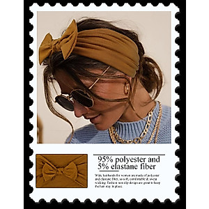 Huachi Headbands for Women 6 Packs Cute Bow Head Bands for Women’s Hair, Elastic Wide Knotted Hairbands Headwrap Turban Hair Accessories