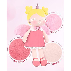 GAGAKU Soft Baby Doll Plush Unicorn Girl Angle with Wings 17” Cute Plush Baby Toys for Baby and Toddler - Pink